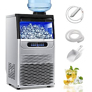 Zomagas Commercial Ice Maker Machine, 80LBS/24H Under Counter Ice Maker, Stainless Steel Freestanding Ice Machine with 13LBS Bin, Self-Cleaning, Scoop, Ideal for Home Bar Offices