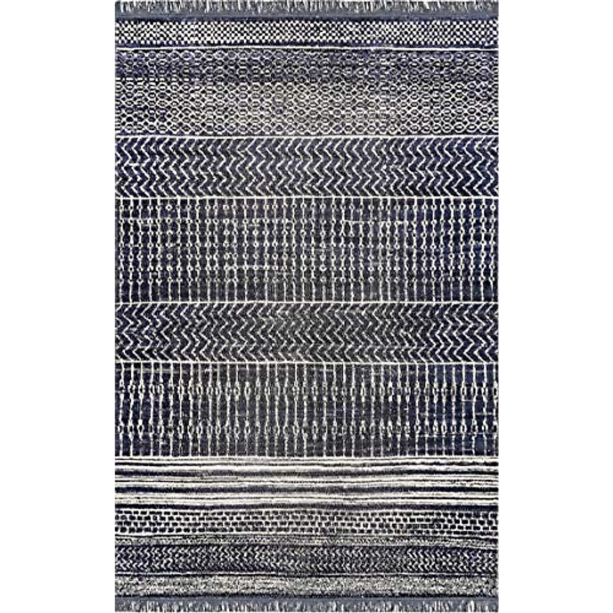 nuLOOM Saige Modern Trellis Fringe Indoor/Outdoor Area Rug, 5' x 8', Black