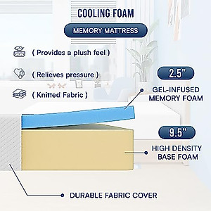 FDW 12 inch Gel Memory Foam Mattress Medium Firm Mattresses for Cool Sleep Relieving Pressure Relief CertiPUR-US Certified Mattress in a Box (King)