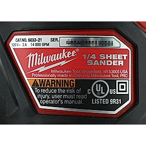 Milwaukee 6033-21 3 Amp 1/4 Sheet Orbital 14,000 OBM Compact Palm Sander with Dust Canister (2 Sheets of Sandpaper Included)
