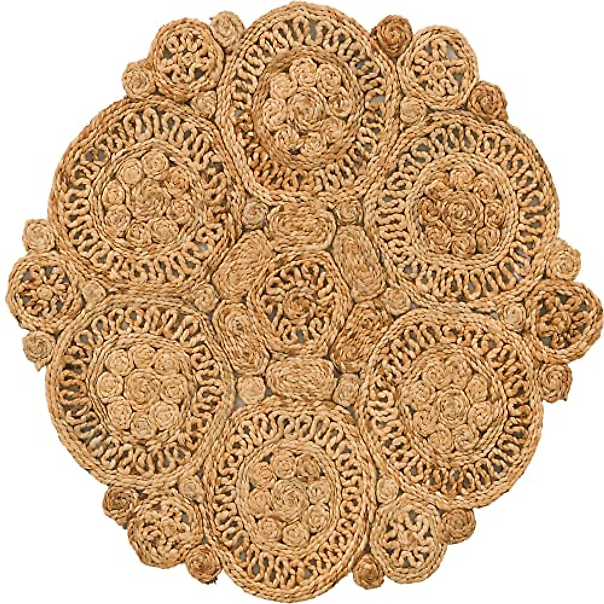 Unique Loom Braided Jute Collection Area Rug (Round 2' 0" x 2' 0", Natural)