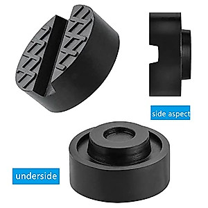 Dianrui 4PCS(2 Pairs) V-Groove and Round Shape Heavy Duty Jack Rubber Pad Adapter Fit for Jack Stand,Black Universal Rubber Slotted Frame Rail Pinch welds Protector K1-O-029-4