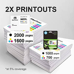 BUNTONER 962XL Ink Cartridges Combo Pack Remanufacturered for HP 962XL 962 XL Ink for OfficeJet Pro 9010 9015 9018 9025 9020 9012 9026 9027 9028 9029 Printer (Black Cyan Magenta Yellow, 4P)