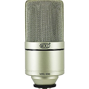 MXL 990 Condenser Microphone for Podcasting, Singing, Home Studio Recording, Gaming & Streaming | Detailed Sound | XLR | Large Diaphragm (Champagne)