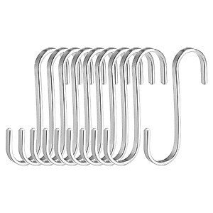 uxcell Stainless Steel S Hooks 3" Flat S Shaped Hook Hangers for Kitchen Bathroom Bedroom Storage Room Office Outdoor Multiple Uses 10pcs