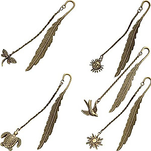 Metal Bookmarks with Chain,Cute Bookmark for Book Lovers, Writers, Readers, Children, Teens, Men, Women, Adults (A)