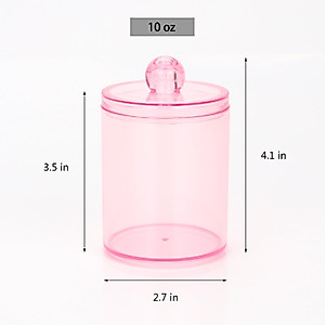 DAPOWER 2 Pack Qtip Holder Vanity Storage Canister for Cotton Ball Cotton Swab Pads Floss, 10-Ounce Clear Plastic Apothecary Jar with Lid, Bathroom Organizers and Storage (2)