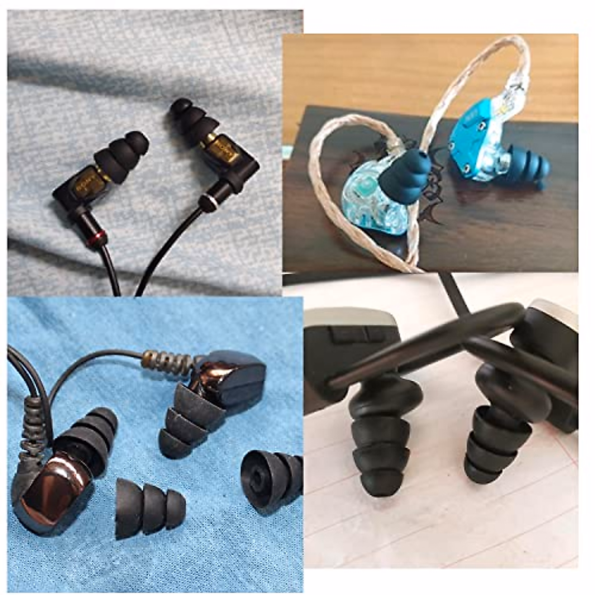 TORMEN Triple Flange Replacement Ear Tips Sleeves, Conical Silicone  Earbuds Noise Eartips Compatible for Inside Diameter 4mm-5mm in-Ear Earphones [S/M/L 3 Size] (6 Pairs, Black)