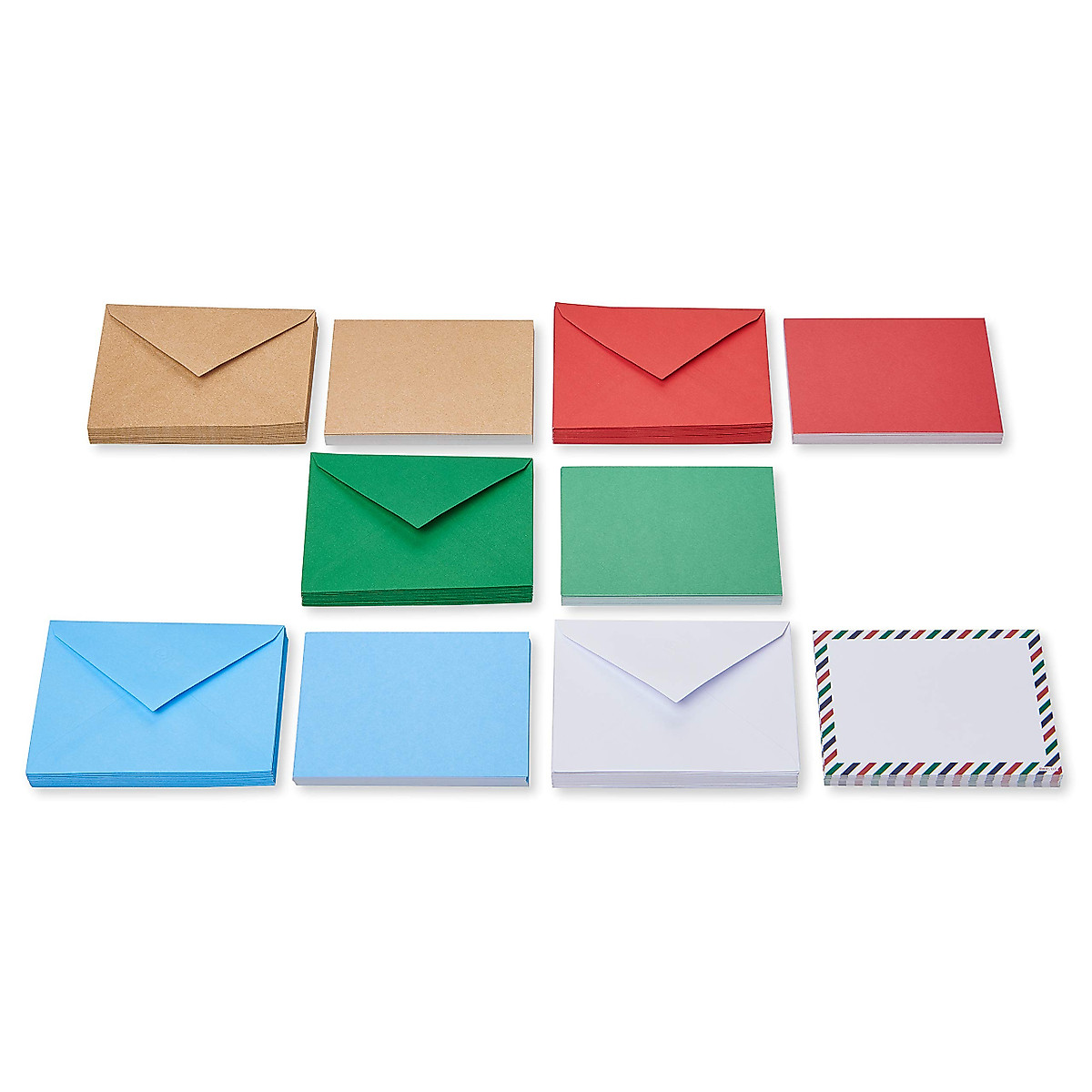 American Greetings Blank Note Cards with Envelopes, Kraft, Red, Green and Blue (200-Count)