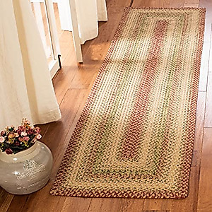SAFAVIEH Braided Collection 2'6" x 4' Rust / Multi BRD303A Handmade Country Cottage Reversible Accent Rug