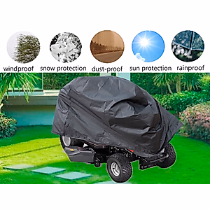 Riding Lawn Mower Cover Waterproof Heavy Duty 420D Polyester Oxford Tractor Cover Fits Decks up to 54" ,Waterproof and UV, Dust, Dirt, Wind Protection with Drawstring Storage Bag,Black