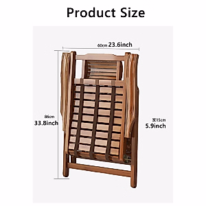 LEIYTFE Folding Reclining Chair Sun Loungers Chair with Armrest Zero Gravity Chair Bamboo Lazy Chair with Footrest,Relaxing Chaise Recliner for Patio Garden Balcony (Color : Without, Size : Walnut)