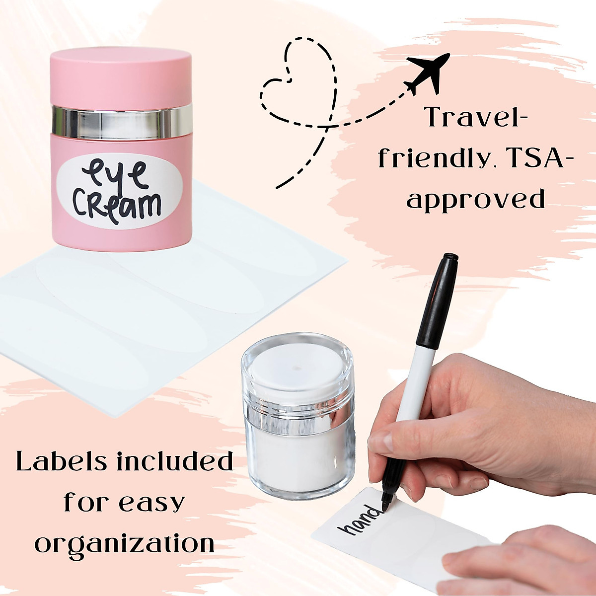 Pink 3 pack Airless Pump Jar - 1oz/30ml Refillable Bottle Empty Cosmetic Cream Jar for Moisturizer Container - Airless Pump Bottle Push Moisturizer Pump Dispenser for Lotion Drunk Elephant Containers