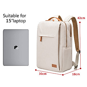 NOBLEMAN Men's Backpack, Laptop Backpack, Waterproof travel Backpack, 15.6 Inch Laptop Backpack, Daypack, carry on backpack with USB (Beige)