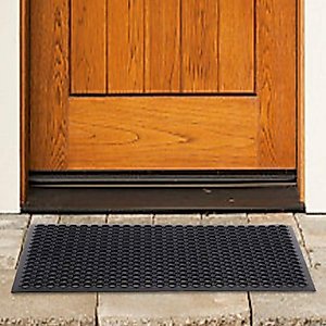Rubber Door Mat, Anti- Fatigue Drainage Floor Mat, Non-Slip Bath Mat for Kitchen Bathroom Restaurant Bar Garage Garden Industrial, Indoor Outdoor, Black 24" x 36"