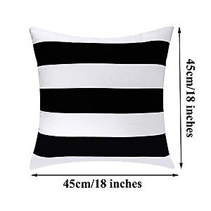 Aneco Pack of 4 Waterproof Pillow Covers Outdoor Throw Pillowcases Square Garden Cushion Case for Home, Garden, Patio (Black, 18 x 18 Inches)…