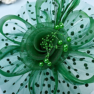 St Patricks Day Fascinators Hat for Women Tea Party Headband Kentucky Derby Wedding Cocktail Mesh 7" Hair Clip 1pc