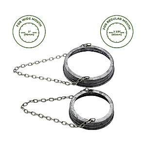 Mason Jar Lifestyle Galvanized Bands with Chain For Hanging Mason Jars, 6 Metallic Regular Mouth Mason Jar Wire Hangers (WideMouth, 6 Pack)