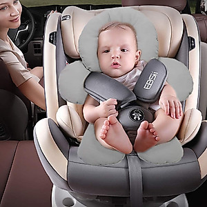 Pro Goleem Infant Car Seat Head Neck Body Support, Ultra-Soft Minky and Microfiber Newborn Car Seat Insert, Perfect for Car Seat, Stroller, 2-in-1 Reversible, for Boys and Girls, Gray