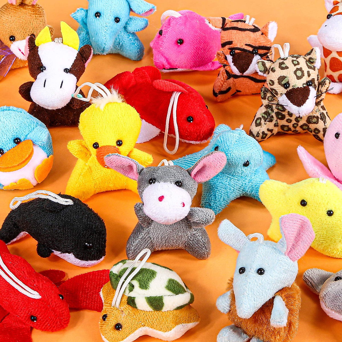 Sumind 42 Pcs Mini Plush Animals Toys Set, Cute Small Stuffed Animal Plush Keychain Decorations for Easter Themed Party Favors, Carnival Prizes, Rewards, Goodie Bags Filler(Cute Style)