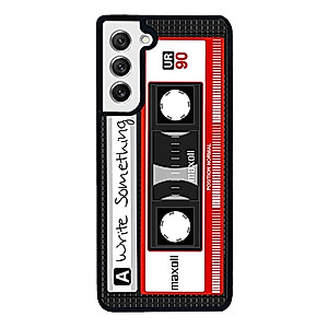 Cassette Tape Black Red Personalized Black Rubber Phone Case Compatible With Samsung Galaxy S23 S23+ Ultra S22 S22+ S21 S21FE S21+ S20FE S20+ S20 Note 20 S10 S10+ S10e