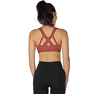 icyzone Women's Workout Yoga Clothes Activewear Racerback Strappy Sports Bras (XL, Copper Brown)