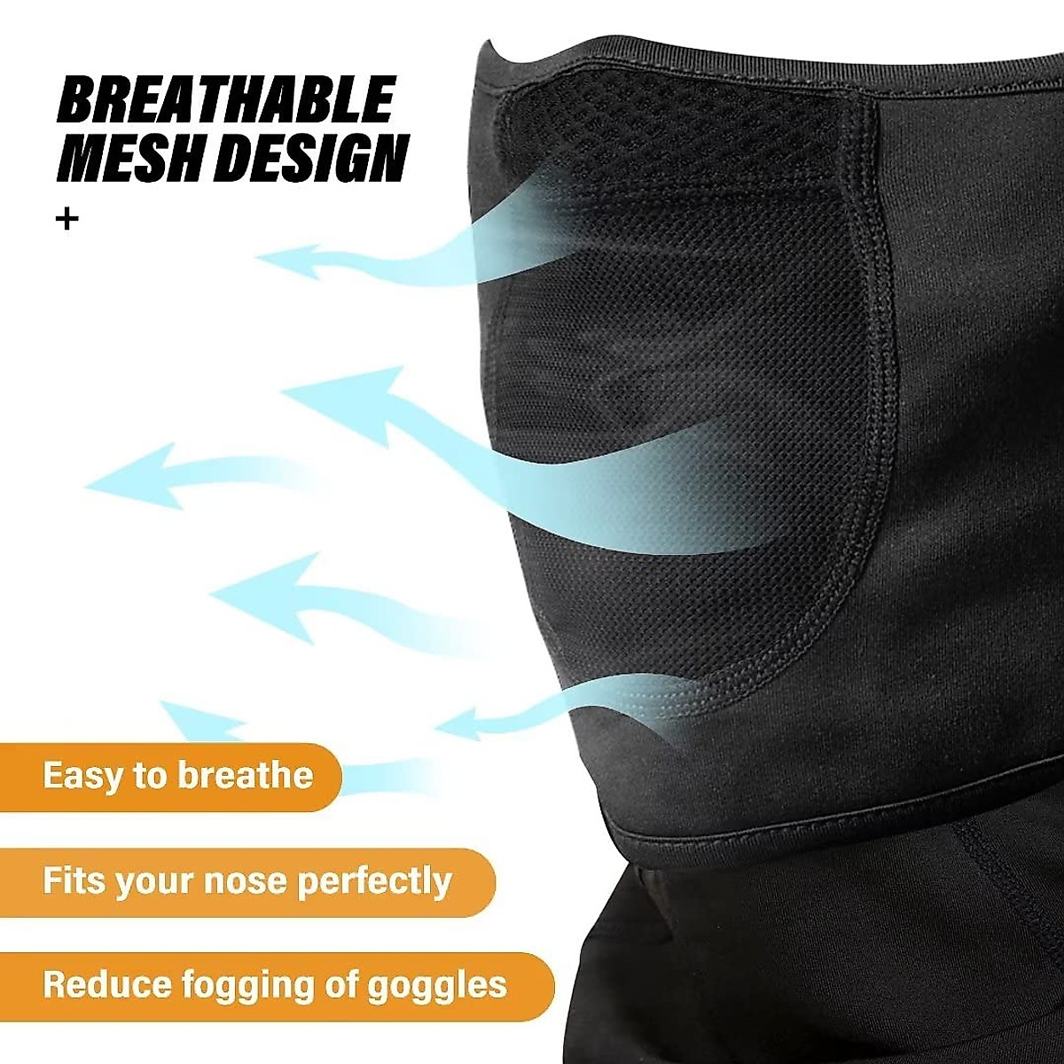 SAITAG Balaclava Ski Mask Warm Face Mask for Cold Weather Winter Skiing Snowboarding Motorcycling Ice Fishing Men (Black)