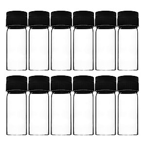 EISCO 12PK Test Tubes, 5ml - Bakelite Screw Cap - Borosilicate 3.3 Glass - 2.1" x 0.6" - Flat Bottom