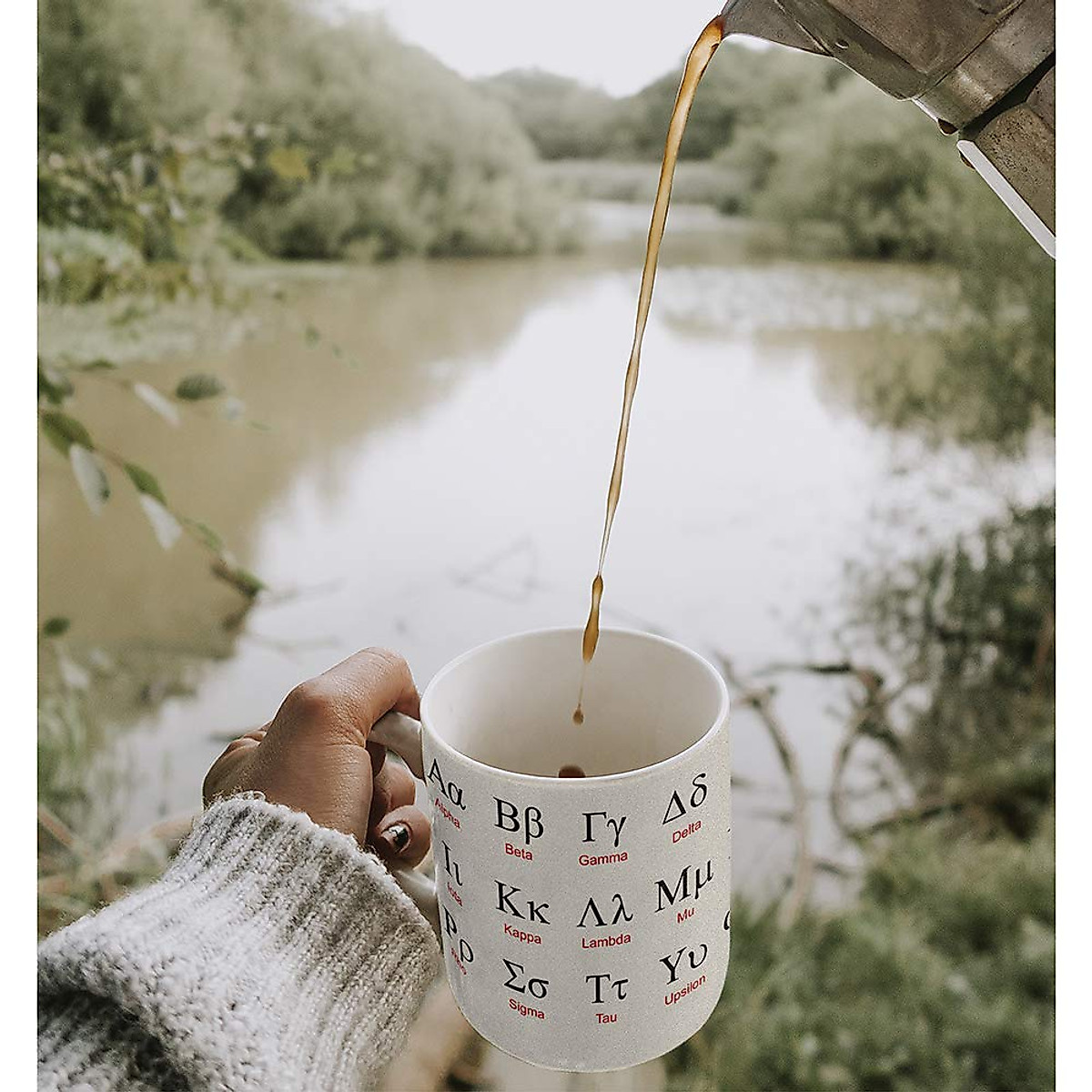 TWISTED ENVY Greek 24 Alphabet Educational 15 OZ Ceramic Mug for Coffee, Tea - Greek Letters Education Novelty Cup for Students, Teacher, Friends, Funny Gifts