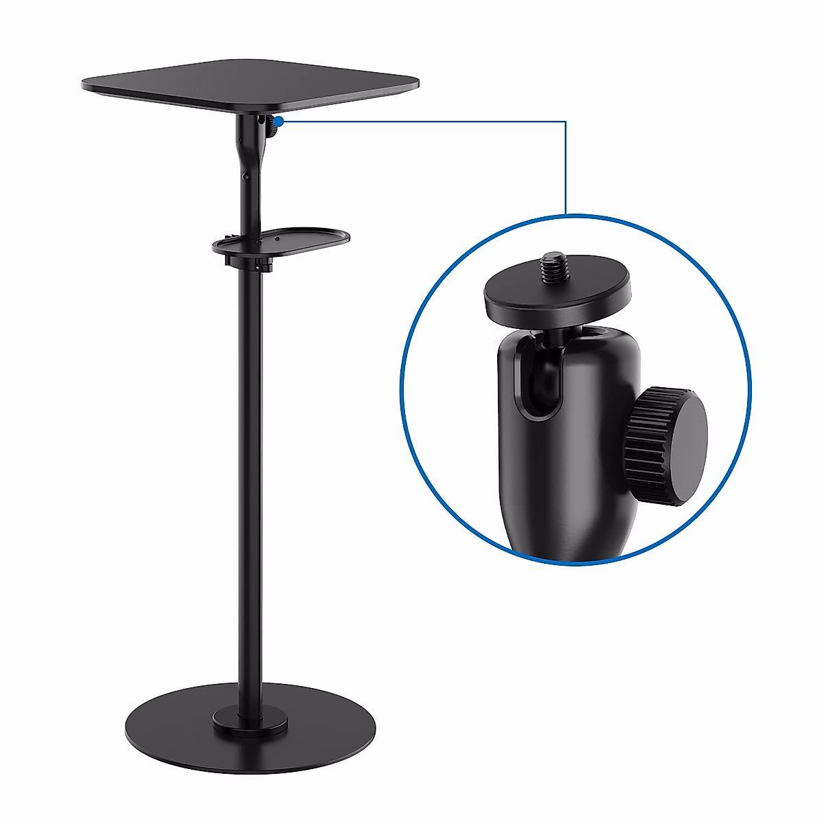 Mount-It! Dual Use Projector Stand, 2 Mounting Options: 1/4" Screw and Platform Portable Projector Stand For Mini Projectors Adjustable Height Floor Stand 13.2 lb load, For Home, Office, Studio, DJs