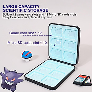 DLseego Cute Game Case for Switch Lite/Switch/Switch OLED, 12 Slots Game Cards Holder and 12 Micro SD Card Slots, Portable Game Card Storage Cartridge Box