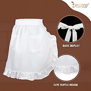 JASGOOD Women's Apron Kitchen Cooking Aprons with Pockets Vintage Maid Aprons for Halloween Costume