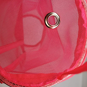 ZARSIO Mesh Knitting Bag Portable Yarn Wool Storage Bag for Carry Yarn Ball, Crochet Kits, Sewing Accessories (Pink)