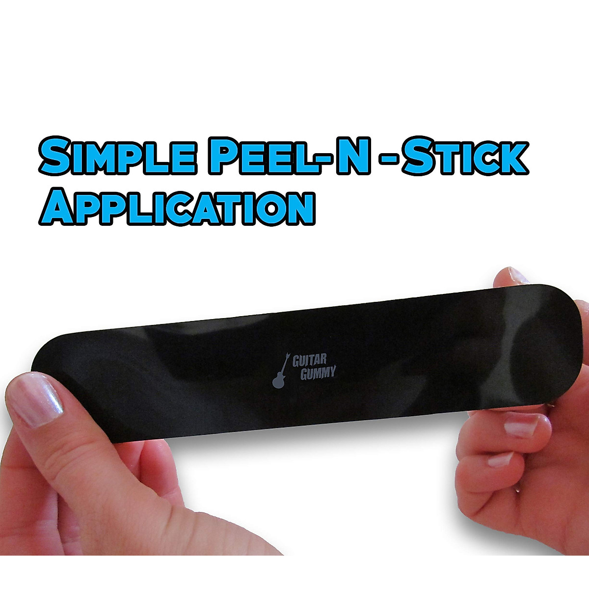 Guitar Gummy™ The ORIGINAL Guitar Strap Non Slip Grip Strip Pad; Prevent Neck Dive - SET of 4 PIECES; Large Black (Black)