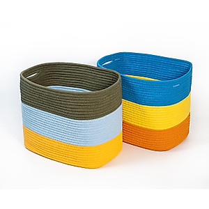 BOUYHTN Cotton Rope Basket-Woven Baskets-Storage Basket for Living Room-Towel Baskets for Bathroom-Baby Organizing Baskets-Collapsible Storage Bins-Toy Basket 15"x10"x12" Pack of 2