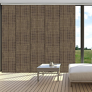 LETAU Cordless Track Blinds Slidding Panels, 100% Blackout Made to Order Vertical Blinds for Slidding Doors, Large Windows, Open Spaces and Room Dividers, Light Brown