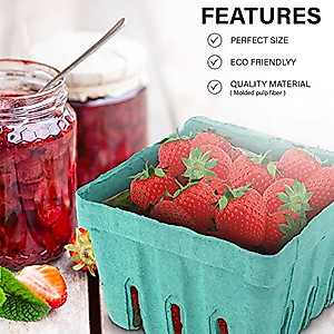 Green Molded Pulp Fiber Produce Vented Berry Basket 1/2 Pint for Packaging Fruits and Veggies by MT Products - (15 Pieces) - Made in The USA