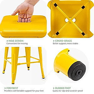 Vogue Furniture Direct 24" High Barstools Backless Yellow Metal Barstool Indoor-Oudoor Counter Height Stool with Square Seat, Set of 4 - VF1571019-4