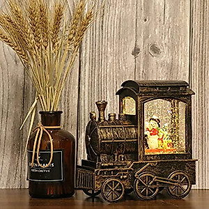 Wondise Lighted Christmas Snow Globes Musical Lantern with Timer, Battery Operated and USB Powered Spinning Water and Swirling Glitter Holiday Decoration