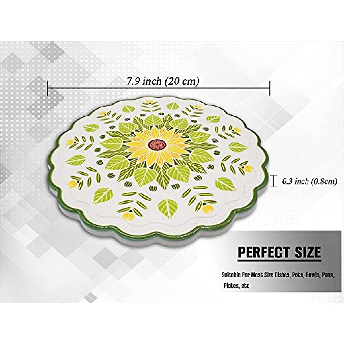 Ceramic Stone Trivets for Hot Pots and Pans, Versatile Trivet with Cork Base, Heat Resistant Mats for Countertop, Trivets for Hot Dishes, Set of 4