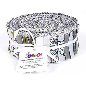 Soimoi 40Pcs Block Print Precut Fabrics Strips Roll Up 1.5x42inches Cotton Jelly Rolls for Quilting - Black