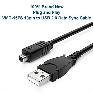 Kacebela USB Cord Cable - 10pin to USB Data Sync Cable Compatible with Sony Handycam DCR-SR40/E HDR-CX110/E DCR-SR200/E DCR-DVD803 DCR-DVD602 DCR-DVD608 [5Feet]