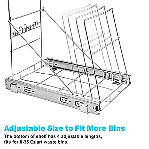 TERMATH Pull Out Trash Can Under Cabinet, Kitchen Adjustable Sliding Waste Bin Shelf, Roll Out Garbage Can Holder Frame, Trash Can Not Included