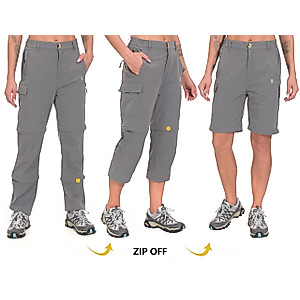 Little Donkey Andy Women's Stretch Convertible Pants, Zip-Off Quick-Dry Hiking Pants Gray Size L