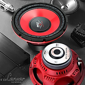 Pyle Car Vehicle Subwoofer Audio Speaker - 10 Inch Red Electro-Plated Cone, Red Plastic Basket, 1.5” Kapton Voice Coil, 4 Ohm Impedance, 600 Watt Power, for Vehicle Stereo Sound System - Pyle PLW10RD