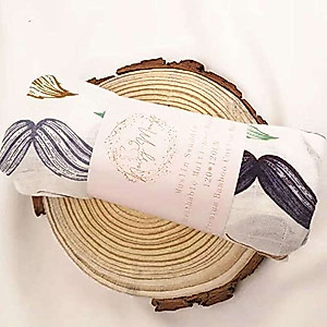 Noisy Mouse 47" x 47" Muslin Swaddle Blanket. 70% Bamboo, 30% Cotton. Little Man Mustache Pattern…