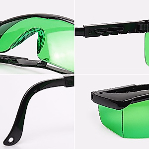 Huepar GL01G Green Laser Enhancement Glasses - Eye Protection Safety Glasses for Green Laser Level, Rotary and Multi-Line Laser Tools - Goggles with Adjustable Temple (Protective Box Included)