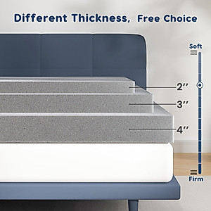 3 Inch Mattress Topper Queen,Gel Memory Foam Mattress Topper Bed Topper for Soft & Cooling Sleep and Pressure Relieve, for Side Sleeper, CertiPUR-US Certified，Bed Ventilated Design with Bed Topper