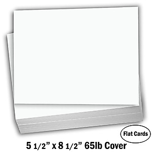 Hamilco Blank Index Cards Flat 5 1/2" x 8 1/2" Card Stock 65lb Cover White Cardstock Paper 100 Pack (100 Cards) Bright