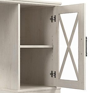 Bush Furniture Lennox Farmhouse 2 Drawer Lateral File Cabinet with Shelves in Linen White Oak | Versatile Storage for Home Office and Living Room